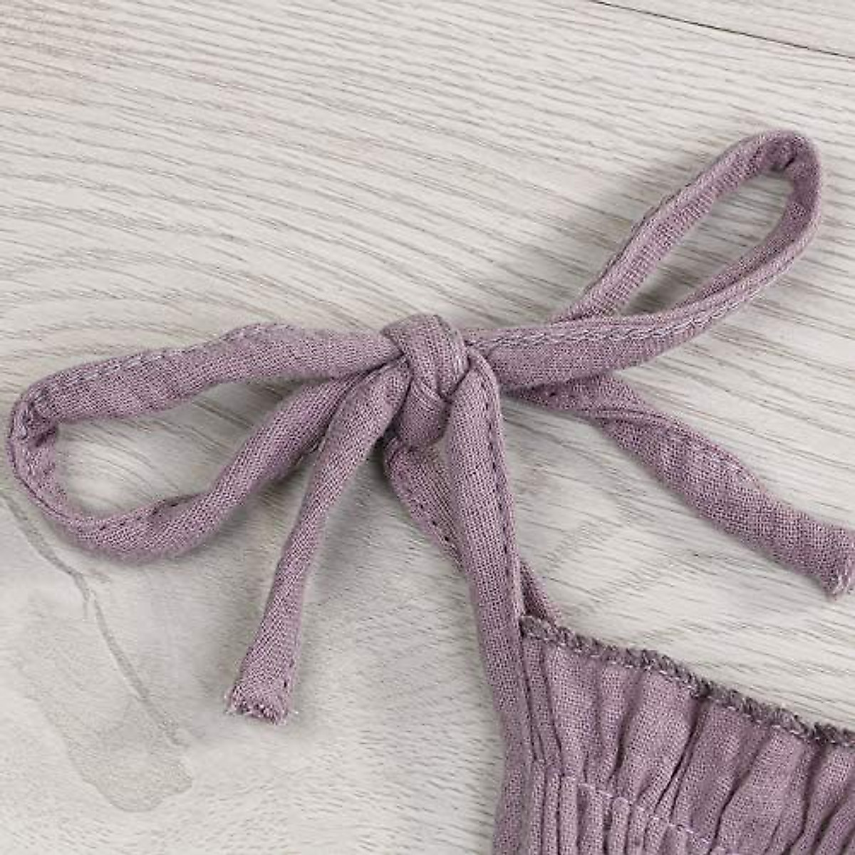 KCSLLCA Baby Girls Sleeveless Romper Set Solid Color Sling Backless Jumpsuit Outfits with Headband (Purple, 0-3 Months)