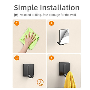 Batur Towel Hooks, 6 Pack Improved Adhesive Hooks, Wall Hooks for Hanging Heavy Duty, Waterproof Shower Hooks for Wall, Towel Holder Hanger Wall Mounted, Towel Racks for Bathroom, Kitchen, Bedroom