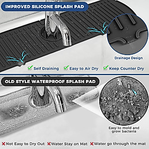 XXL Silicone Faucet Handle Drip Catcher Tray Kitchen Sink Mat Faucet Splash Guard Dish Soap Sponge Holder Kitchen Sink Accessories Drying Mat Kitchen Gadgets Counter Organization Sink Caddy Protectors