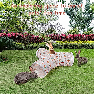 YUEPET Bunny Tunnels 3 Way Play Tubes Collapsible Rabbits Toys Small Animal Hideout for Rabbits Bunny Guinea Pigs Chinchilla Sugar Glider
