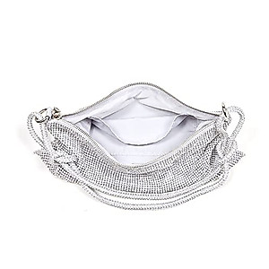 Women Rhinestone Handbag Chic Evening Purse Shiny Hobo bags Silver