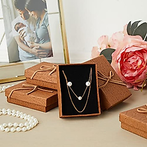 Small Jewelry Gift Boxes for Necklace, Earring, Ring, Pendant, Bracelet, Anklet, Jewelry Holder, Packaging Box with Lids, Bow, Velvet Inner (3.6 x 2.7 x 1 Inch, 12 Pack)