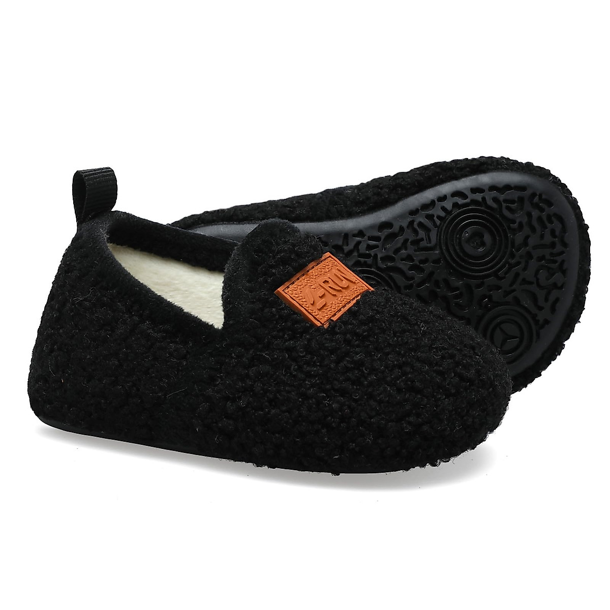 L-RUN Black Slippers for Toddler Boys/Girls House Slippers Black 6.5-7.5 Toddler=EU24-25