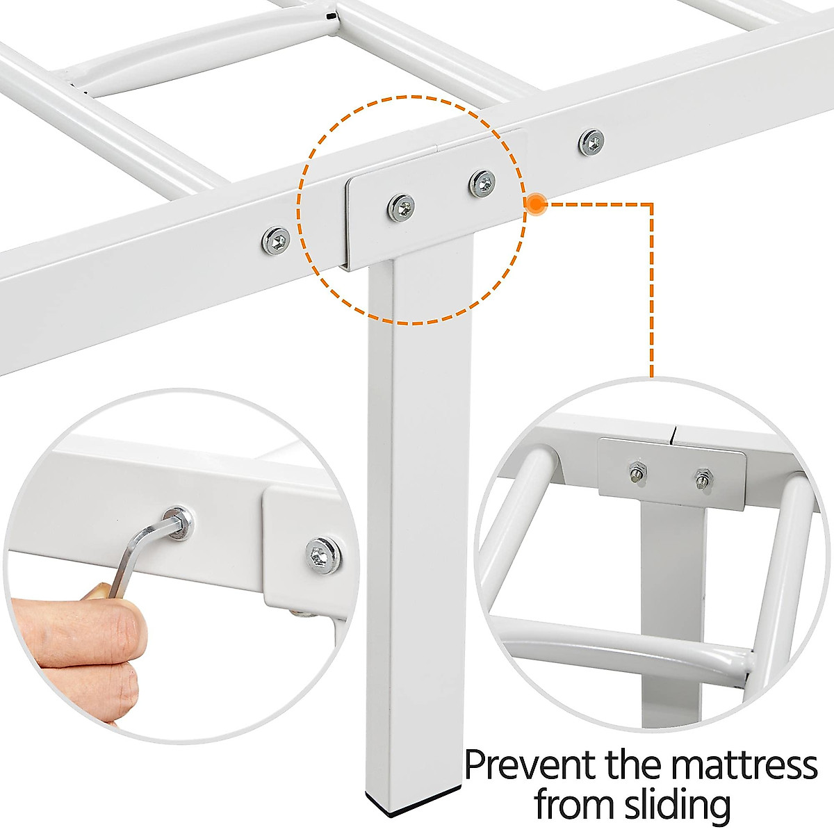 Yaheetech 13 inch Twin Size Metal Bed Frame with Headboard and Footboard Platform Bed Frame with Storage No Box Spring Needed Mattress Foundation Black