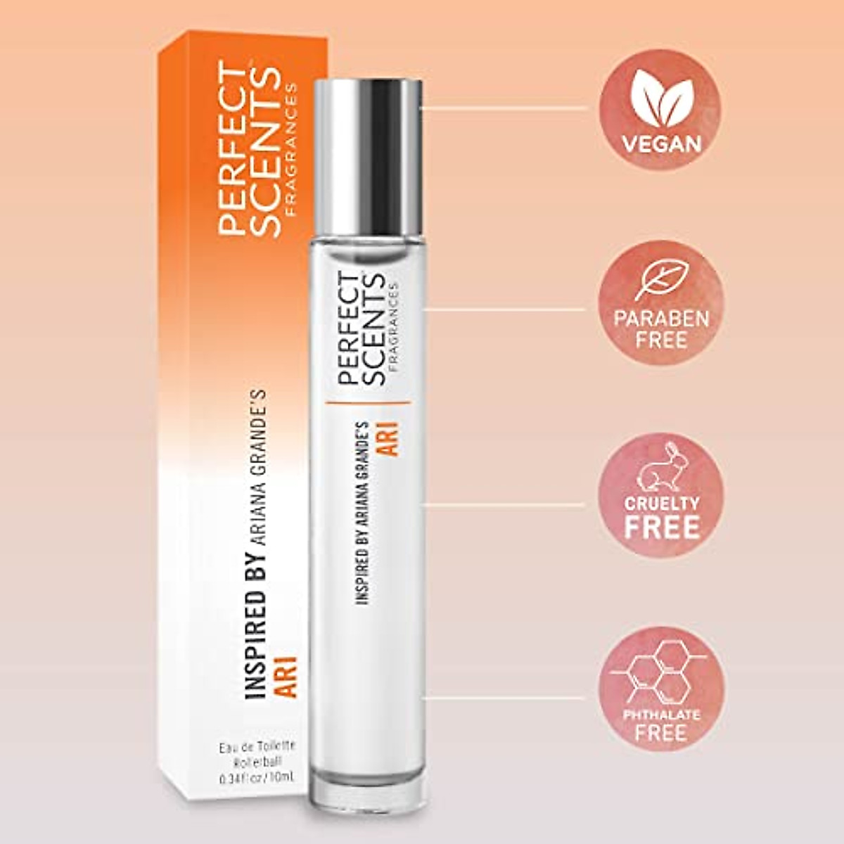 Perfect Scents Fragrances | Inspired by Ariana Grande's Ari | Rollerball | Women’s Eau de Toilette | Vegan, Paraben Free, Phthalate Free | Never Tested on Animals | 0.34 Fl Oz