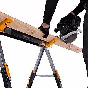 ToughBuilt - Folding Sawhorse - Sturdy, Durable, Lightweight, Heavy-Duty, 100% High Grade Steel - Adjustable up to 4x4 Size Support Arms - 1300 LB Capacity - (TB-C700) - 2 Pack