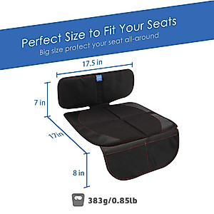 funbliss Car Seat Protector (2 Packs, Black) - Polyester, Universal Fit, Waterproof, Thickest Padding for Baby Car, Crash Tested, Dual Grip Traction - Vehicle Seat Cover