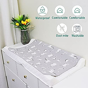 SWESEN 2 Pack Diaper Changing Pad Liners Waterproof, Portable Baby Changing Mat for Newborn Boy Girls, Soft Washable and Reusable, 20" x 28", White Bear