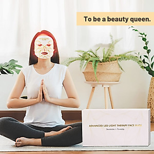 Meifuly Light Therapy Face Mask, Red Blue Yellow L ED Face Mask, Reduce Fine Lines and Wrinkles, Advanced Bendable and Portable Design