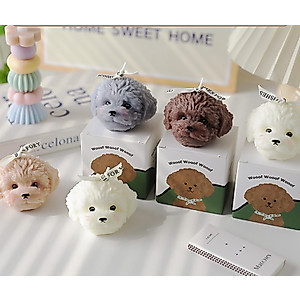 Teddy Dog Shaped Scented Candle,100G Cute Puppy Animal Aroma Soy Wax Decorative Novelty Candle for Table Photo Prop Birthday Gift,Prefect for Meditation Stress Relief Mood Boosting (White)