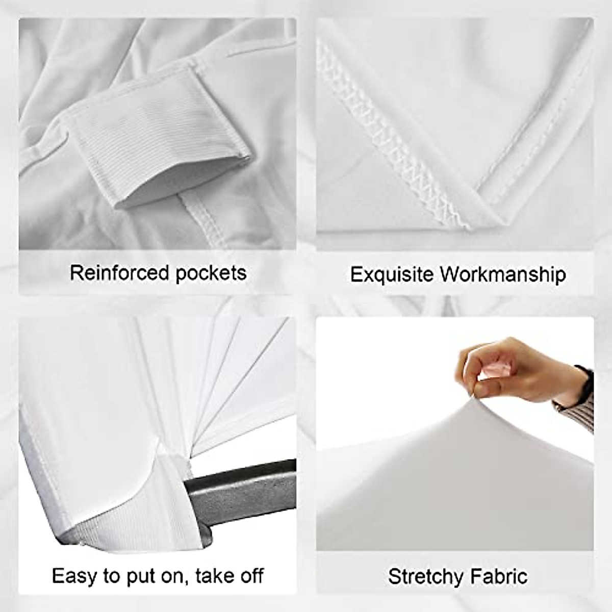 Dololoo 2 Pack Cocktail White Spandex Stretchable Tablecloths,Round Highboy Stretch Table Covers，Elastic Square Corners Table Clothes for Wedding,Party,Birthday,30"-32" Diameter x 40"-43" Height