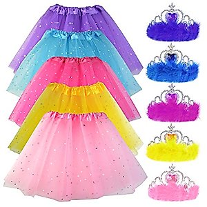 Poualss 10Pcs Princess Dress up Tutu Crown Accessories Tiara Ballet Tutu Skirt for Girls Costume Party Favors (Style 1)