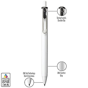 uni-ball Uniball One Gel Pen, 12 Black Pens, Medium Point 0.7mm Gel Pens, Fine Point, Smooth Writing Pens, Home Office Supplies, Colored Pens, Ink Pens for Journaling, Ballpoint Pens, Bulk Pens