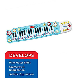 Fisher-Price BendyBand Roll-Up Drum Set, Electric Drums for Kids, Drum Mat, Drumsticks, 6 Percussion Instrument Sounds, Follow-Me Music Mode, Musical Toys for Toddlers, Ages 3+