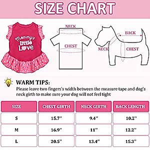 2 Pieces Dog Dresses for Small Dogs Cute Girl Female Dog Dress Mommy Puppy Shirt Skirt Doggie Dresses Pet Summer Clothes Apparel for Dogs and Cats (Love and Angel,Small)