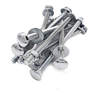 10 Sets Long Square-Neck Carriage Bolts Set,Carriage Bolts Set w/Nuts & Flat Washers,Zinc-Plated,Carbon Steel Grade 4.8,Plain Finish,Partial Threaded(M8-1.25X75mm)