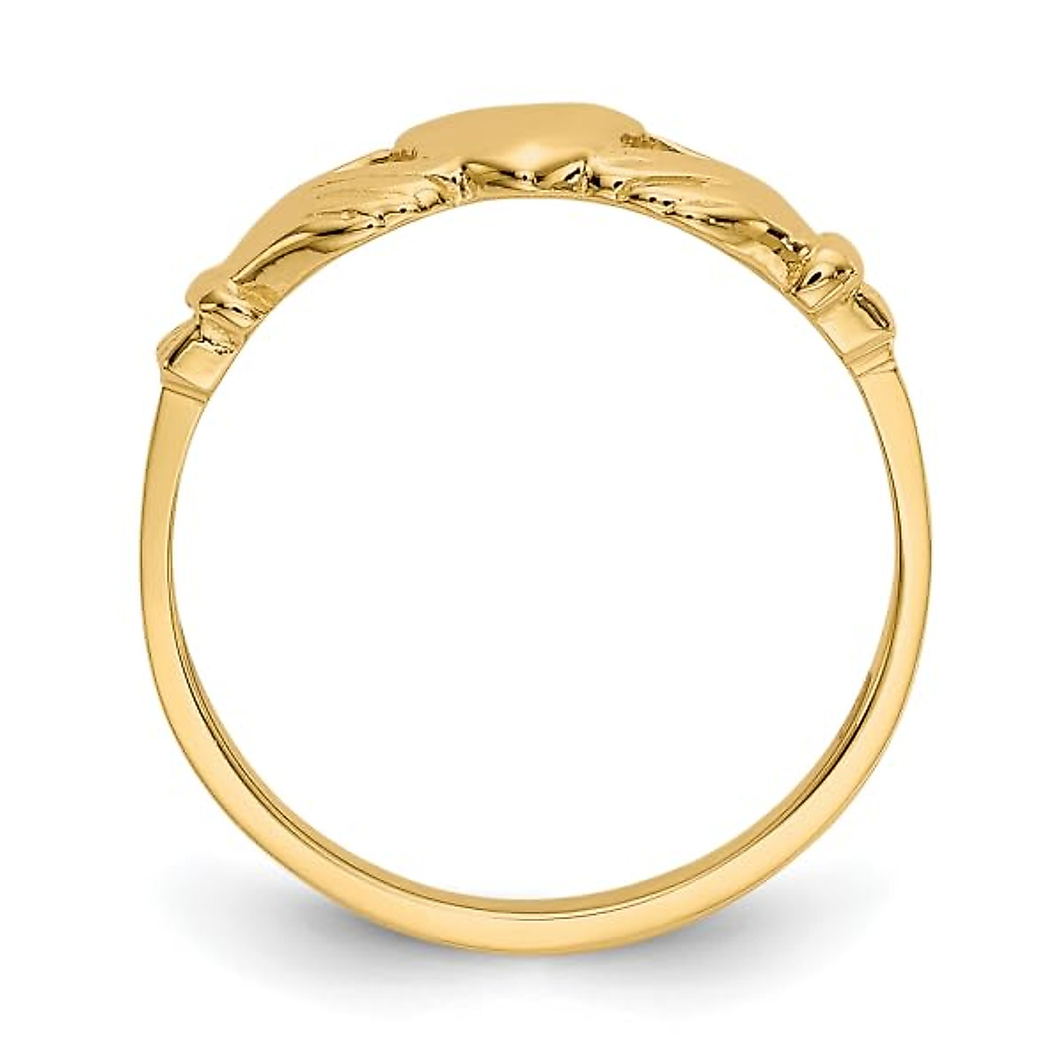 14K Yellow Gold Irish Heart Love Claddagh Ring Size 1