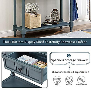 Knocbel Vintage Entryway Console Table with 2 Storage Drawers and Lower Shelf, Entry Hallway Foyer Sofa Table, Easy Assembly