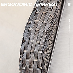 Joyside Patio Furniture Set 2-Piece Wicker Outdoor Furniture Conversational Sets with 3-Seat Sofa, Patio Rattan Coffee Table Patio Rattan Wicker Sectional Sofa Set with Cushions(Mixed Grey/Beige)