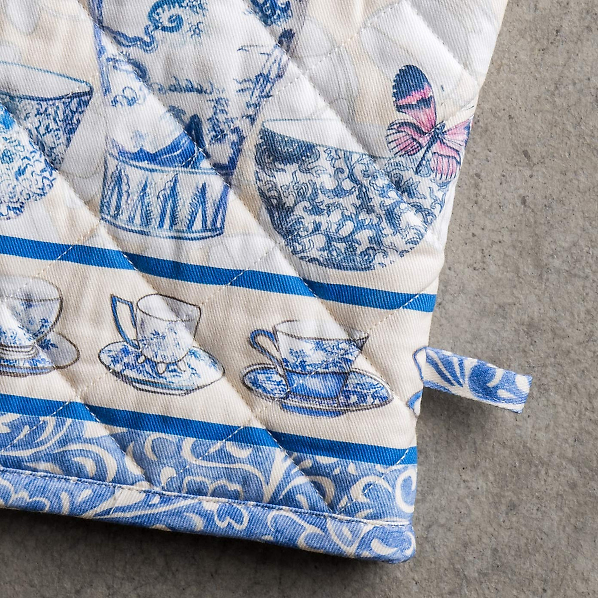 Maison d' Hermine Oven Mitt + Pot Holder 100% Cotton Heat Resistant Kitchen Oven Gloves (7.5"x13") & Hot Pads (8"x8"), Chef, Women & Men Parties, Birdies On Wire - Spring/Summer