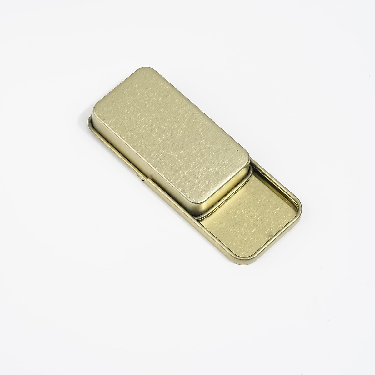 IUAQDP 12 Pieces Mini Slide Top Tin Container, Metal Rectangle Push-Pull Box with Removable Slide Cover, Portable Empty Storage Organizer Case for Candle Candy Lip Balm Jewelry Herb Craft, 10g/0.35oz