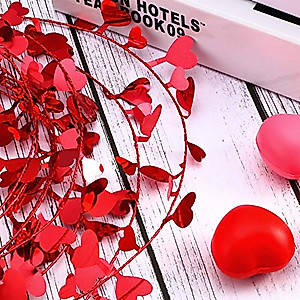 Chuangdi 2 Pieces Red Heart Tinsel Valentine's Day Garlands Heart Shaped Tinsel Garlands Valentines Love Hanging Garlands Decoration for Wedding Party Valentine's Day Decor