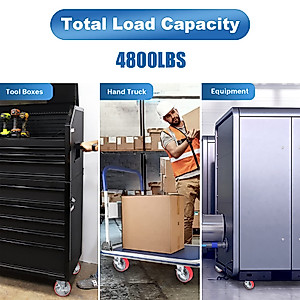 Nefish 6 Inch Industrial Casters Set of 4 Heavy Duty No Noise Polyurethane Wheel on Steel Hub, Workbench Casters with Brakes 4800 Lbs, Plate Swivel Casters for Toolbox Workbench (4 Swivel & Brakes)