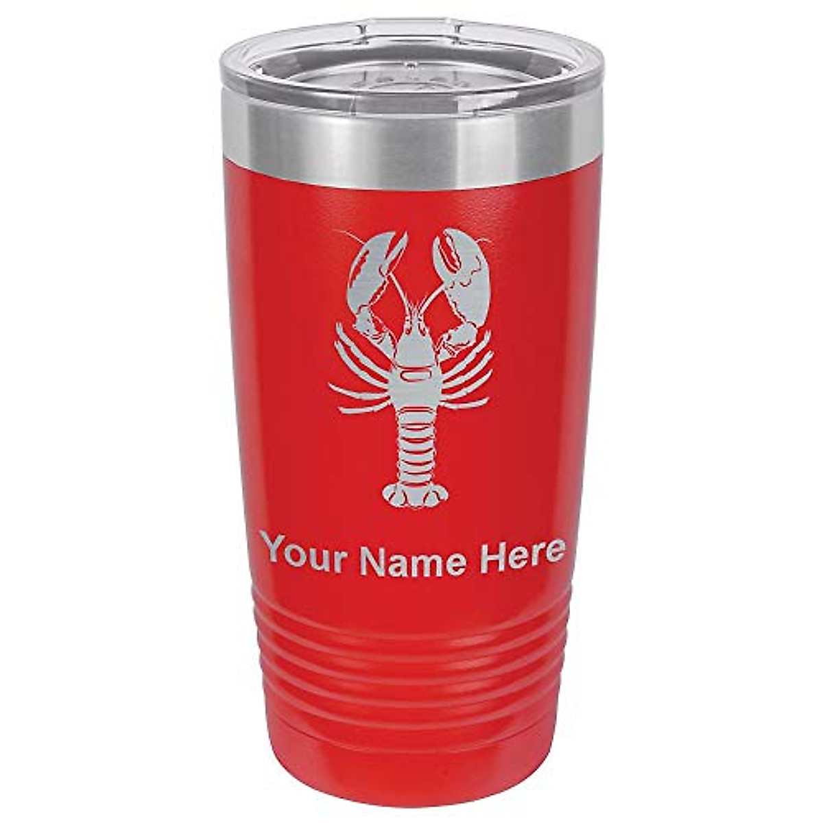 LaserGram 20oz Vacuum Insulated Tumbler Mug, Lobster, Personalized Engraving Included (Red)