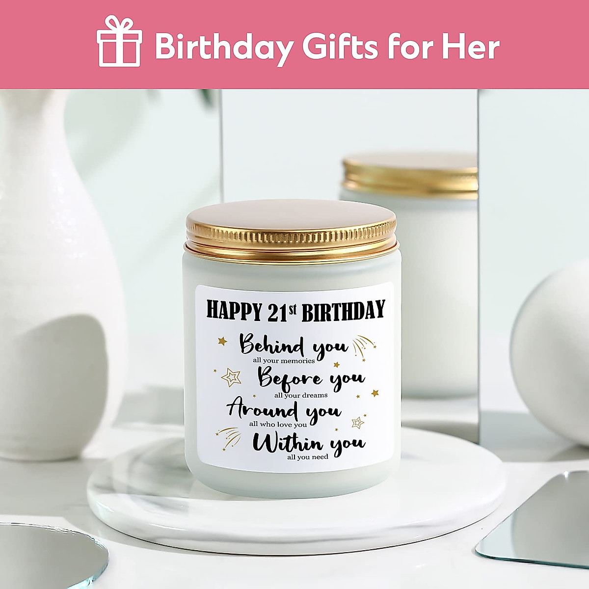 21st Birthday Gifts for Her, 21 Year Old Birthday Gift Ideas for Her, Happy 21st Birthday Gifts for Daughter, Sister, BFF, Friends, Granddaughter - Vanilla, Buttercream and Sugar Scent Candle