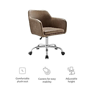 Linon Home Décor Brooklyn Silver Office Chair, Brown