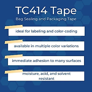 Tach-It E7R Steel Tape Bag Sealer with Bag Trimmer & TapeCase 3/8-72-414W TC414 0.375" X 72YD White - UPVC,White Bag Sealing Tape,3/8" Wide,72 yd. Length,White (1 ROLL)