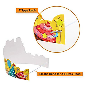 JINCH 30 Pack Birthday Crowns for Kids Classroom, Cute Elastic Happy Birthday Hats for Students Class School Kindergarten VBS Party Supplies