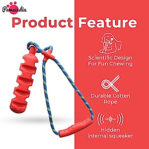 Pawsindia 100% Natural Rubber Indestructible Chew Toy for Dogs - The Ultimate Chewing Stick for Aggressive Chewers for Large Breed Dog - A Tough, Durable and Interactive Toy with Squeaky Sounds