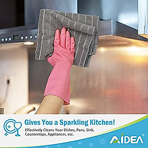 AIDEA Microfiber Kitchen Towels-8Pack, 15”x25”, Super Soft and Absorbent, Multi-Purpose Microfiber Dish Towels for Home, Kitchen-Grey