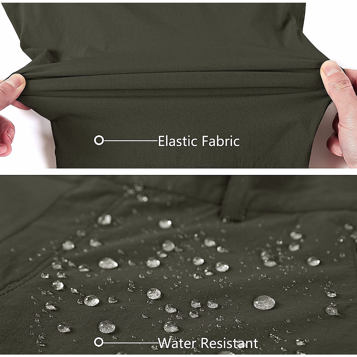 MAGNIVIT Men's Casual Hiking Travel Shorts Lightweight Quick Dry 3/4 Capri Shorts with Pockets Army Green