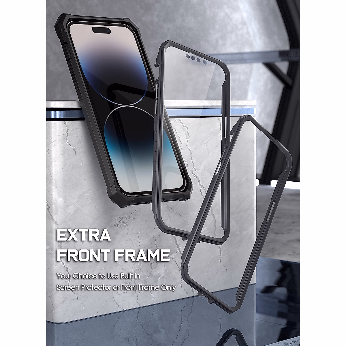 Poetic Guardian Case Compatible with iPhone 14 Pro Max 6.7 Inch, [20 FT Mil-Grade Drop Tested] Full-Body Shockproof Protective Rugged Clear Cover Case with Built-in Screen Protector, Black/Clear