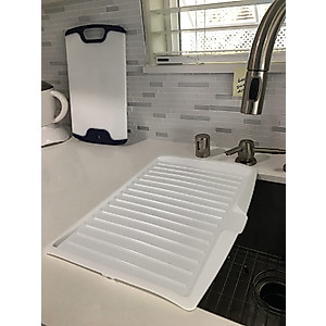 Qingsi 1 PC Premium Drip Tray Dish Drainer Mat Plastic Kitchen Dish Draining Rack Dish Drain Board Sink Side Drip Sloping Draining Tray for Pots, Pans, Fruit Vgetable Drain Cooking Holder Tools