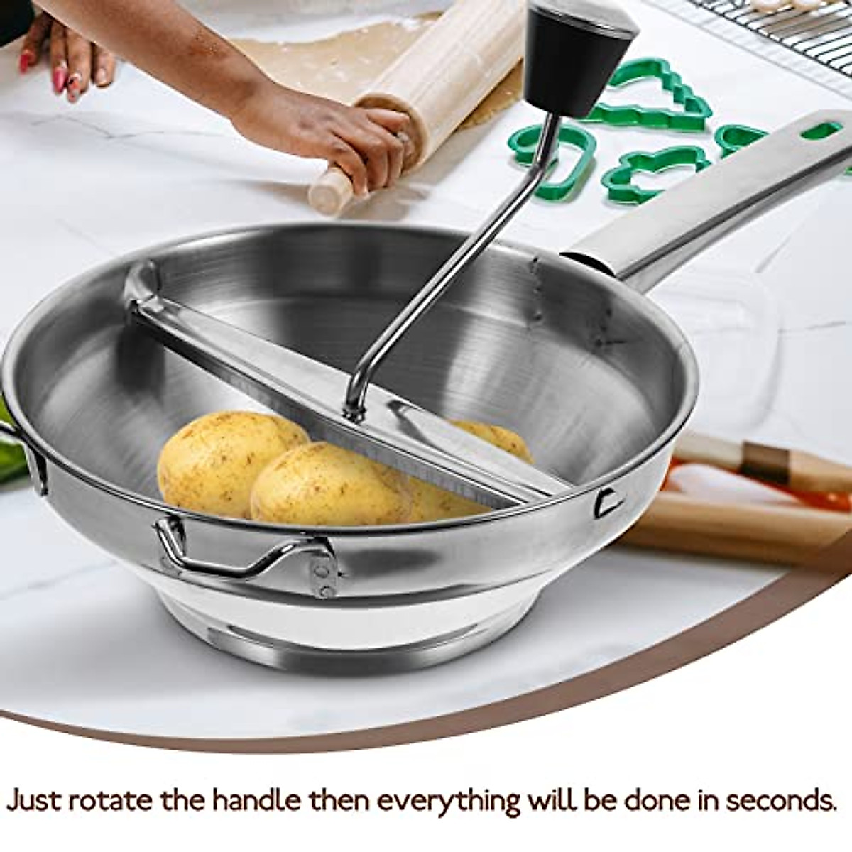 DOITOOL Food Mill Stainless Steel, Food Mill for Tomato Sauce, Applesauce, Puree, Mashed Potatoes, Jams, Food (Silver)