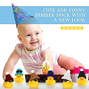 24 Pcs Mini Rubber Ducks in Bulk with 24 Sunglasses and 24 Hats, Yellow Small Mini Ducks Bathtub Toys Bath Toy for Cruise Baby Shower Kids Gift Holiday Birthday Party Favors