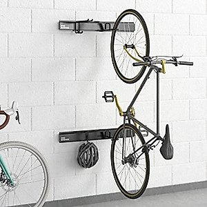 ClosetMaid ProGarage 4 Bike Storage Rack Rails Set, Helmet and Utility Hooks, Heavy Duty Wall Mount, Black