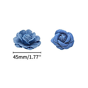 Begino 6Pcs Denim Flower Cloth 3 Sizes Denim Fabric Flowers Hair Accessories Clothes Hats Dress Decoration DIY