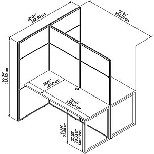 Bush Business Furniture Easy Office 2 Person Cubicle Desk Workstation, 60W x 66H, Pure White