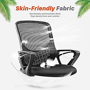 Office Chair - Mid Back Home Office Desk Chairs, Adjustable Height, Breathable Mesh