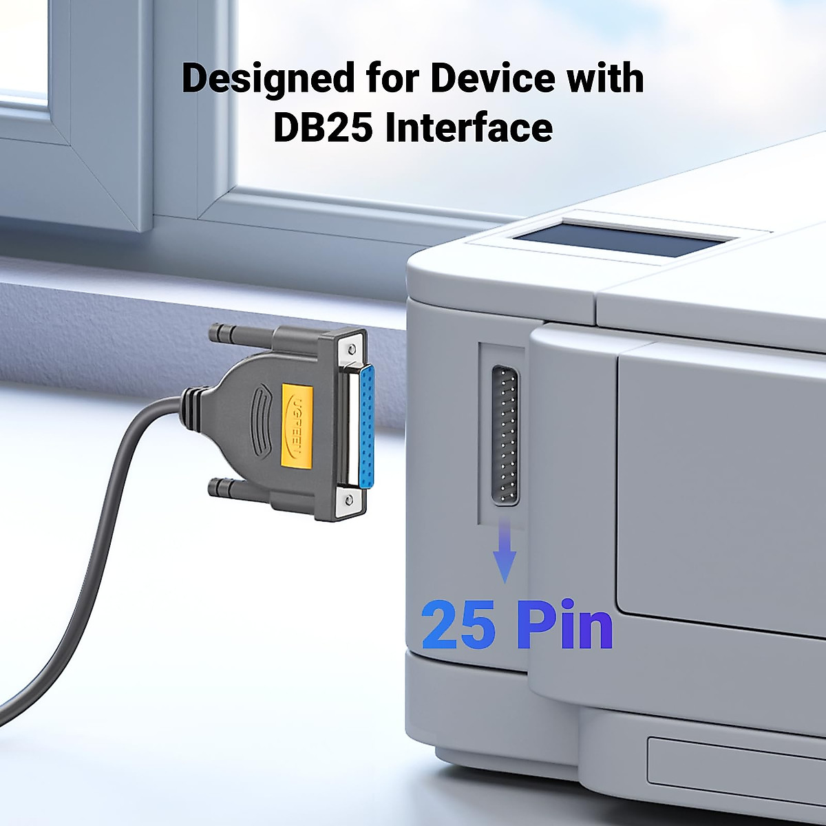 UGREEN 6ft USB to DB25 Parallel (25 Pin) Printer Cable Adapter 6FT Male to Female Connector DB25 IEEE 1284 Converter for Old Printer Support Windows 7/8/10/11/Mac/Linux
