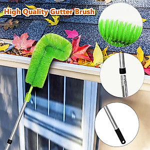 Dolymoly Gutter Cleaning Brush, 8.5Ft Gutter Cleaning Tools from Ground Gutter Cleaning Pole, Roofing Tool Rain Gutter Guard Cleaner Tool, Easy Remove Leaves and Debris from The Ground (2 Brush Heads)