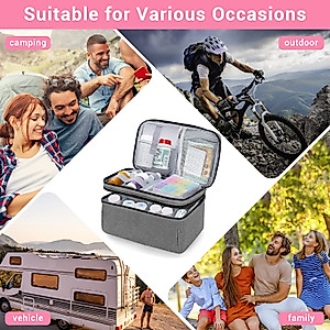 Medicine Organizer and Storage Bag Empty, Family First Aid Box, Pill Bottle Organizer Bag for Emergency Medication, Supplements or Medical Kits, Zippered Medicine Bag for Home and Travel(Gray)