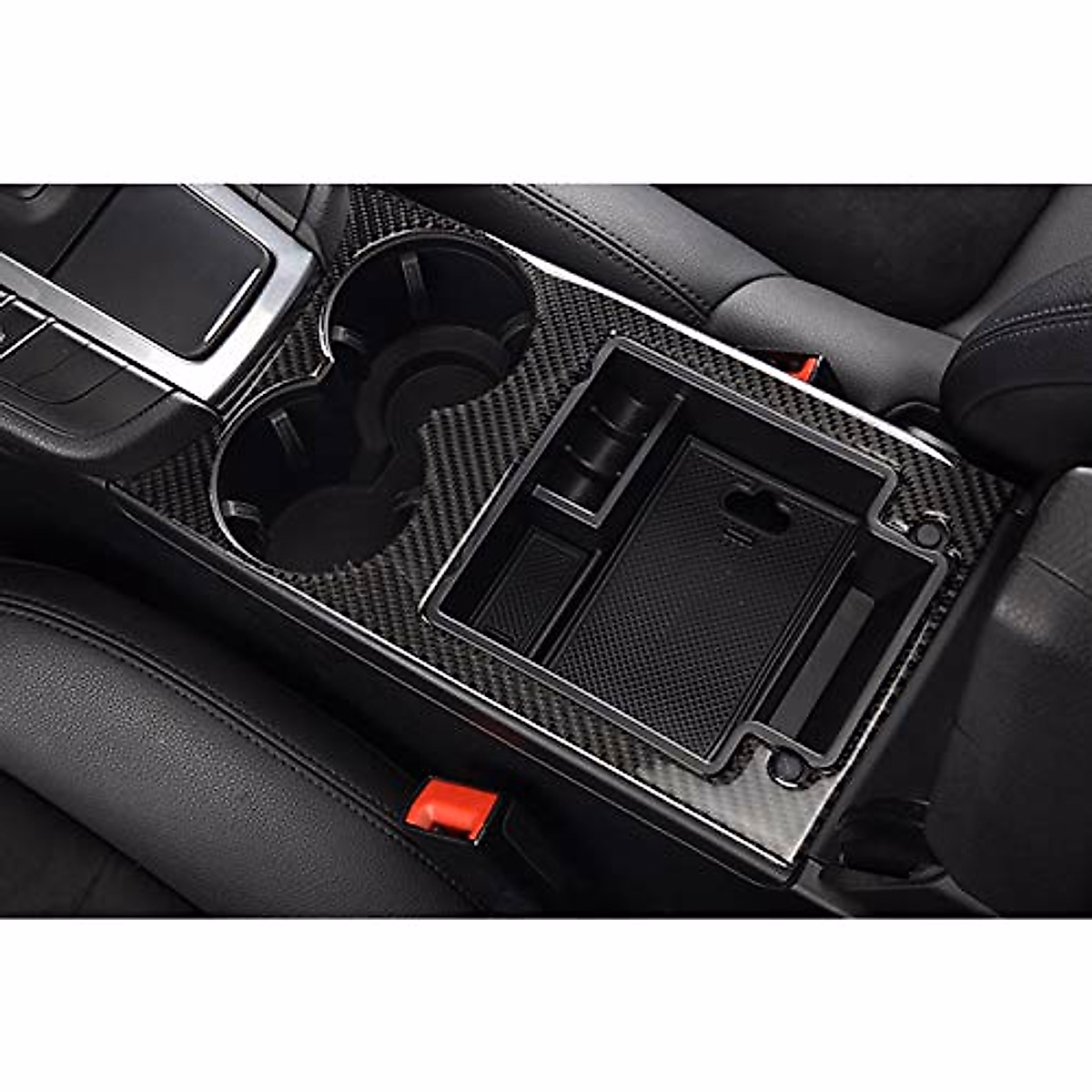 Xotic Tech Water Cup Holder Panel Cover Trim, Real Carbon Fiber, Compatible with Porsche Macan 2015-2018