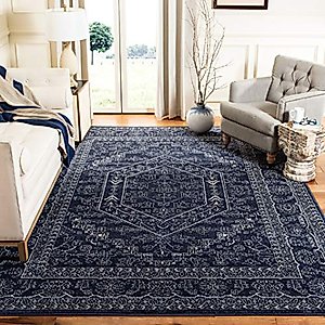 SAFAVIEH Adirondack Collection Area Rug - 8' x 10', Navy & Ivory, Oriental Medallion Design, Non-Shedding & Easy Care, Ideal for High Traffic Areas in Living Room, Bedroom (ADR108N)