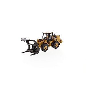 CAT Caterpillar 972M Wheel Loader with Log Fork and Operator High Line Series 1/87 (HO) Scale Diecast Model by Diecast Masters 85950