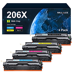 206X 206A Toner Cartridges (with Chip) for HP 206A 206X Toner Cartridge Replacement 4 Pack High Yield Compatible with Laserjet Pro MFP M283fdw M283cdw M255dw M282nw Printer Toner (BCMY, 4P)